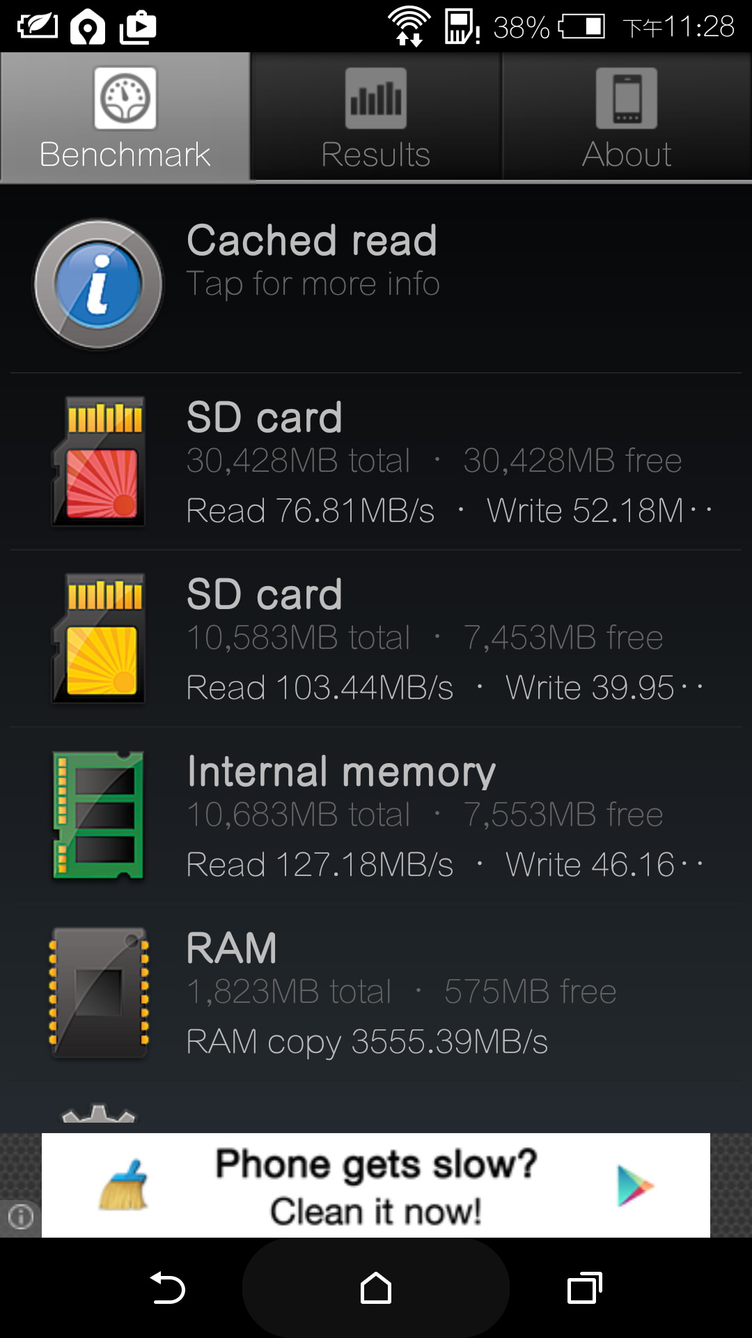A1 SD Bench 測速大樓 MicroSD 卡 內部記憶體 database - Mobile01