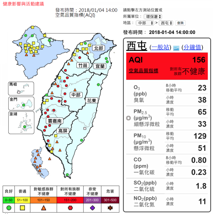 行政院環保署與AQICN的數值疑問 - Mobile01