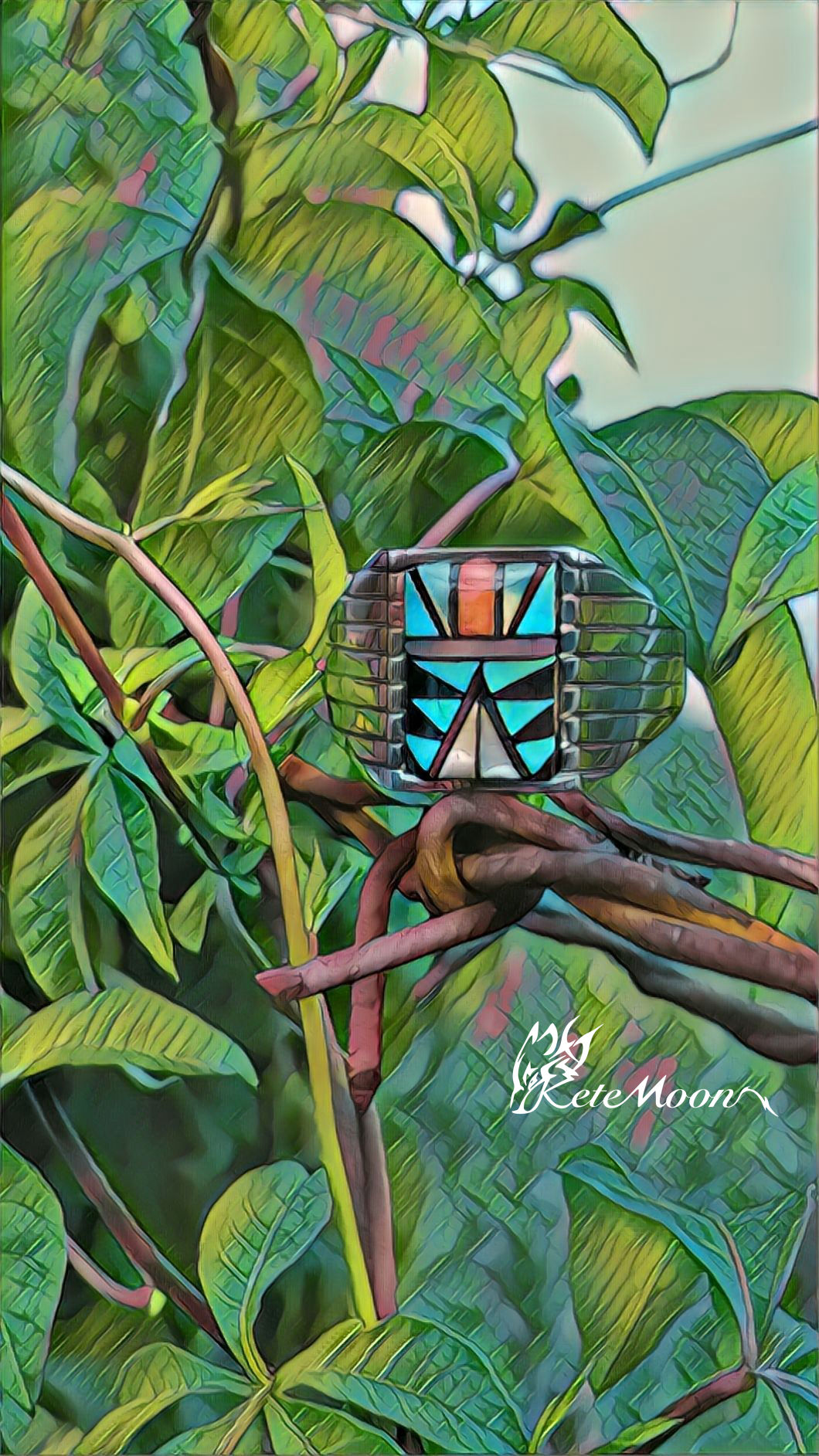 Sam Begay-Square Inlay Ring方形鑲嵌銀戒 - Mobile01