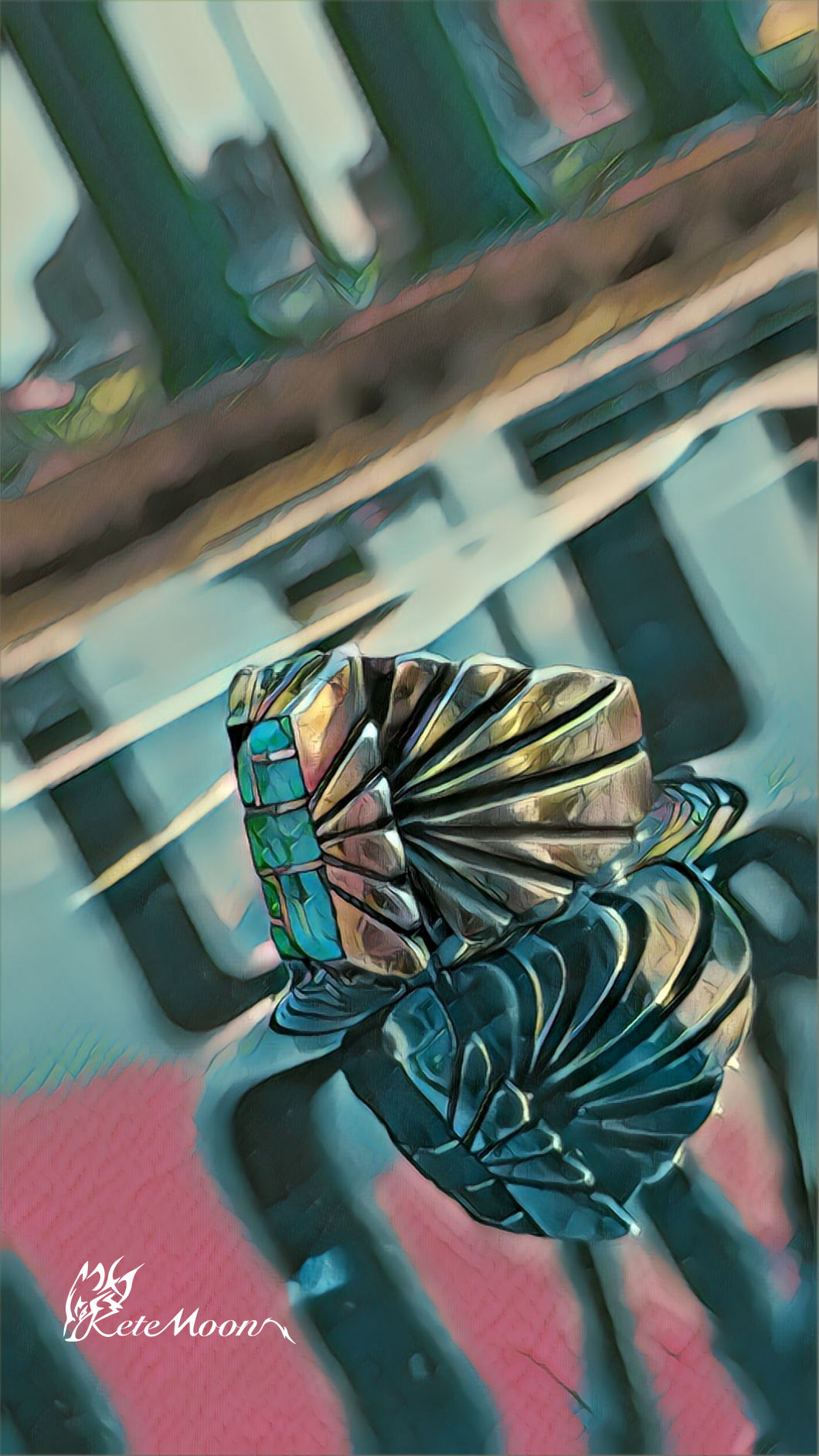 Chester Benally-Navajo綠松石鑲嵌銀戒 - Mobile01