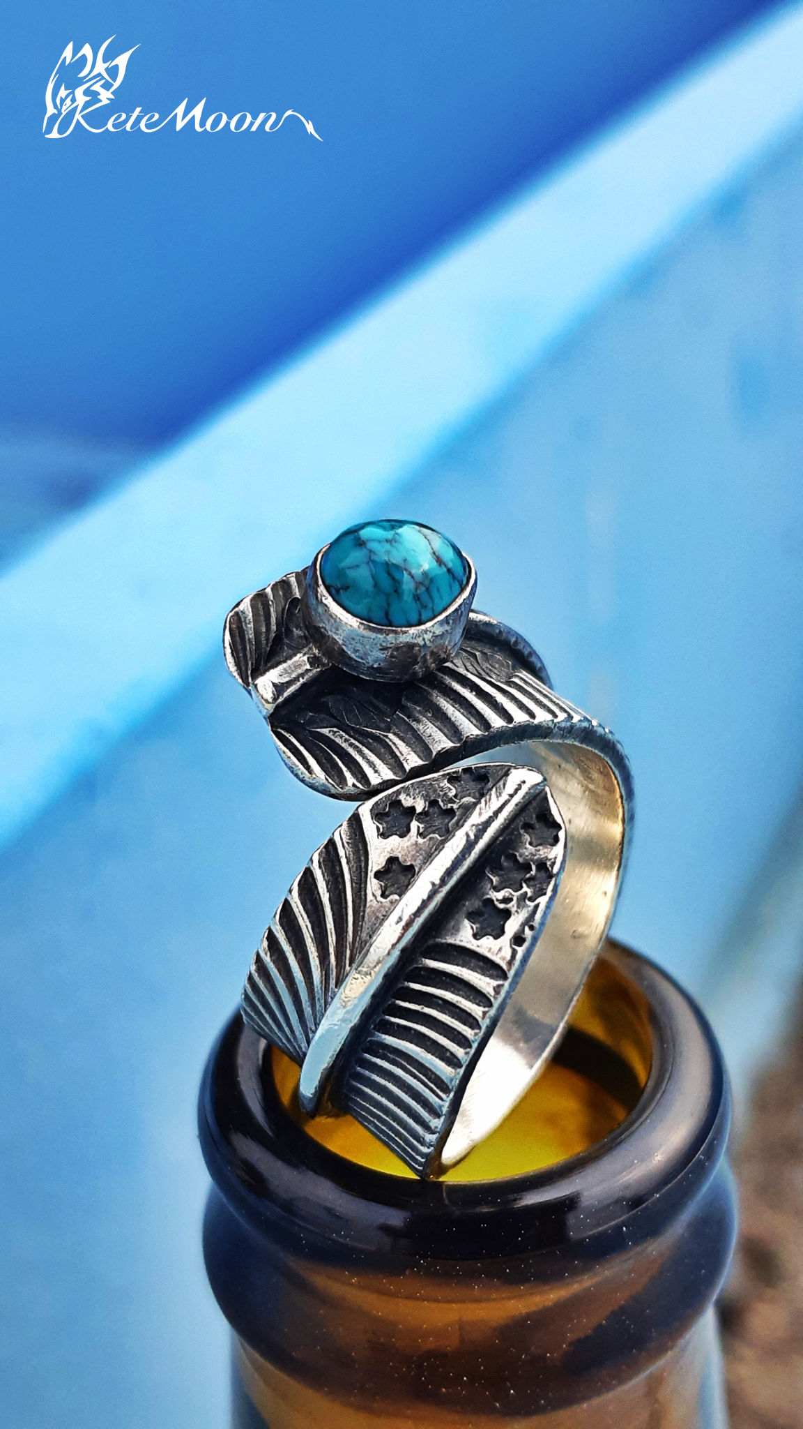 Gary Reeves-Navajo綠松石銀羽戒 - Mobile01