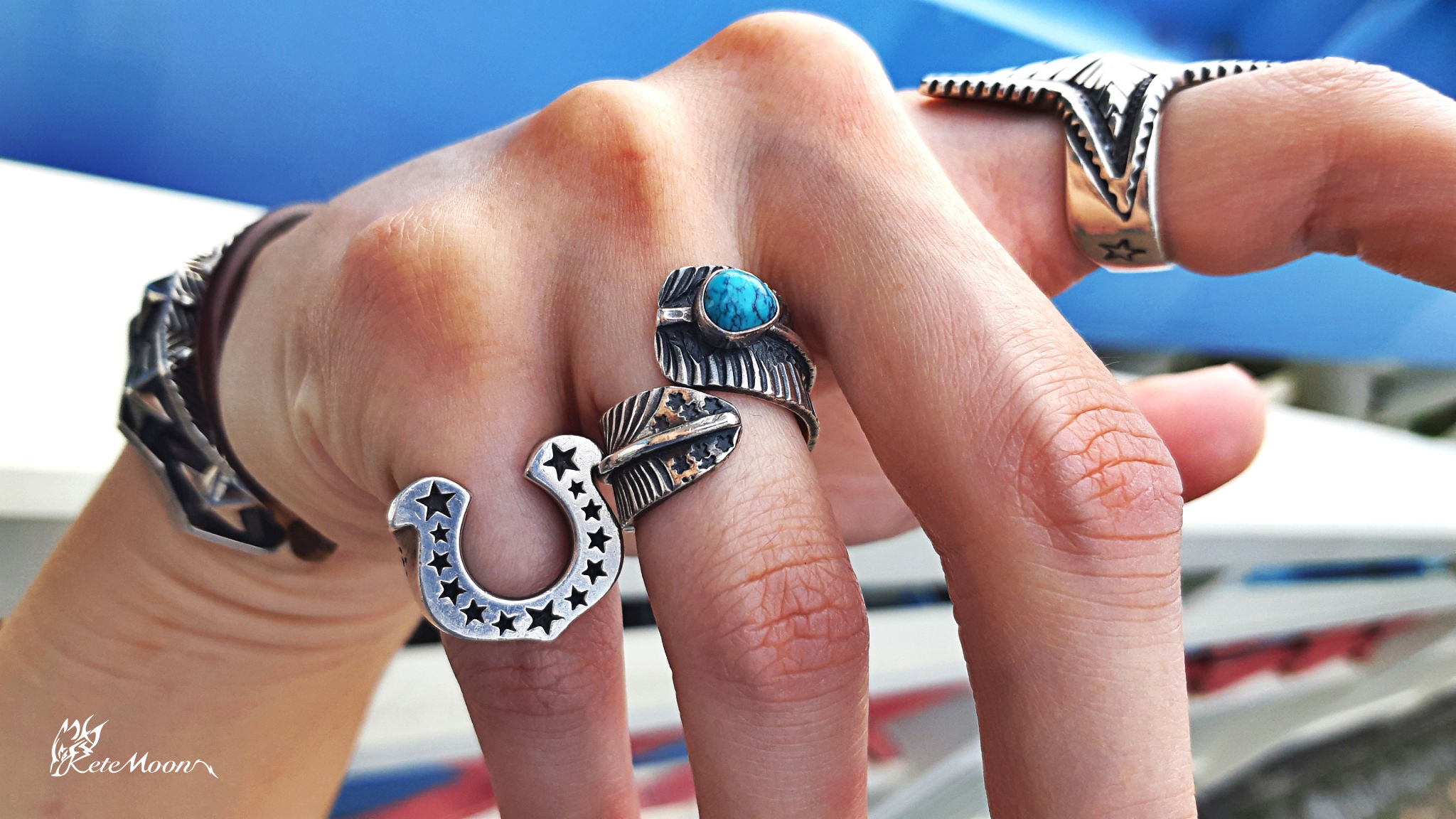 Gary Reeves-Navajo綠松石銀羽戒 - Mobile01