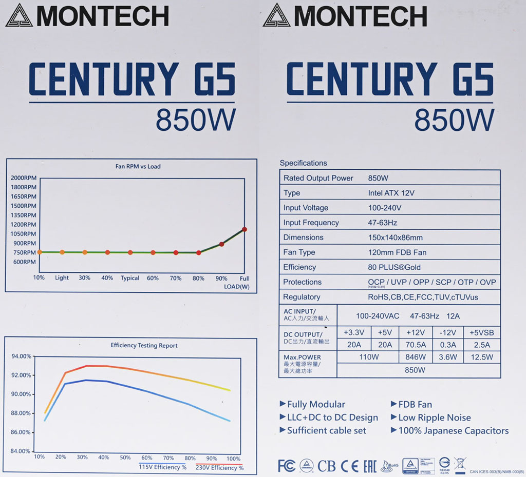MONTECH CENTURY G5 創世紀 ATX 3.0 850W金牌全模組化電源開箱 - Mobile01